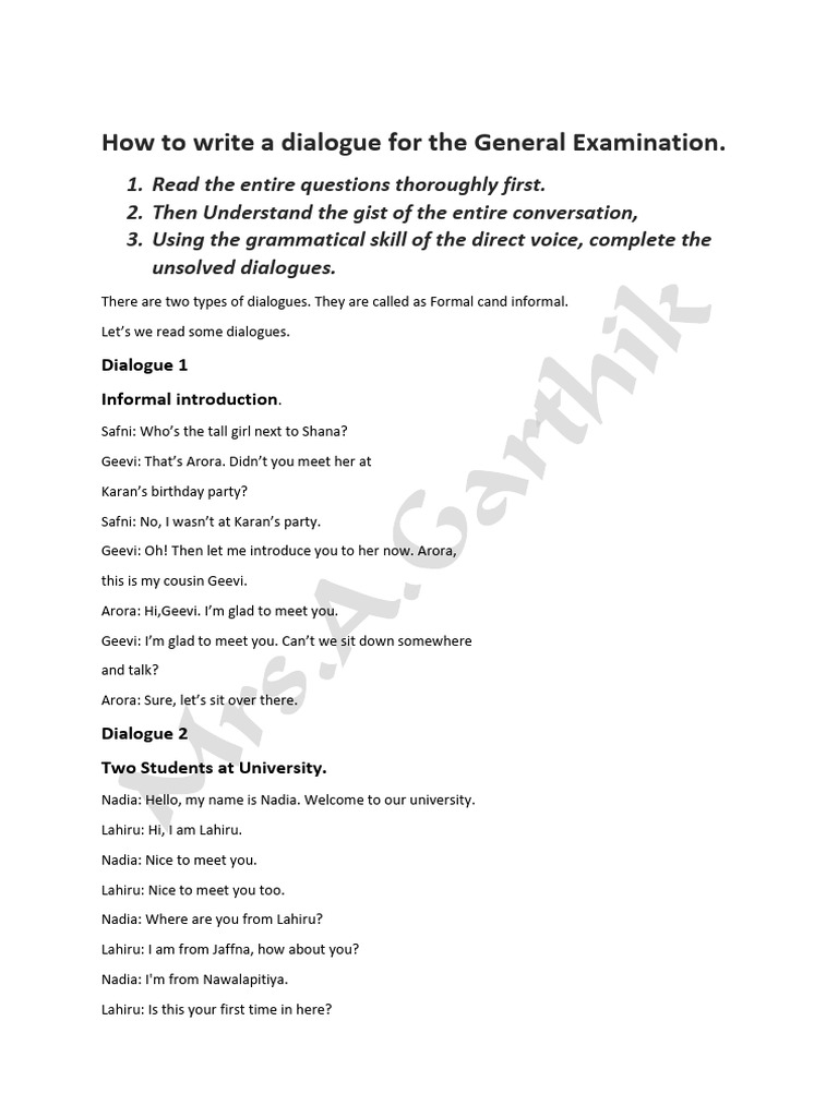 General English - Dialogue Writing Practice | PDF | Transaction Account ...