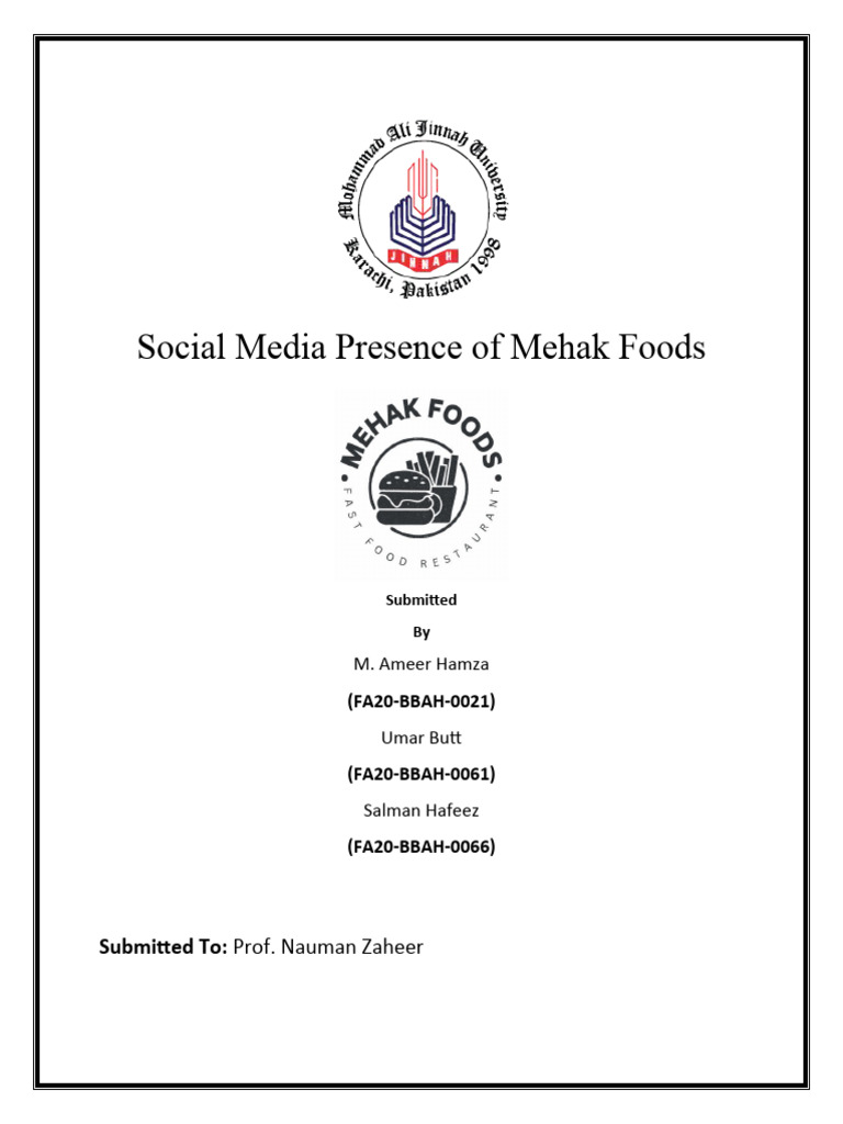 Mehak Foods | PDF | Digital Marketing | Social Media