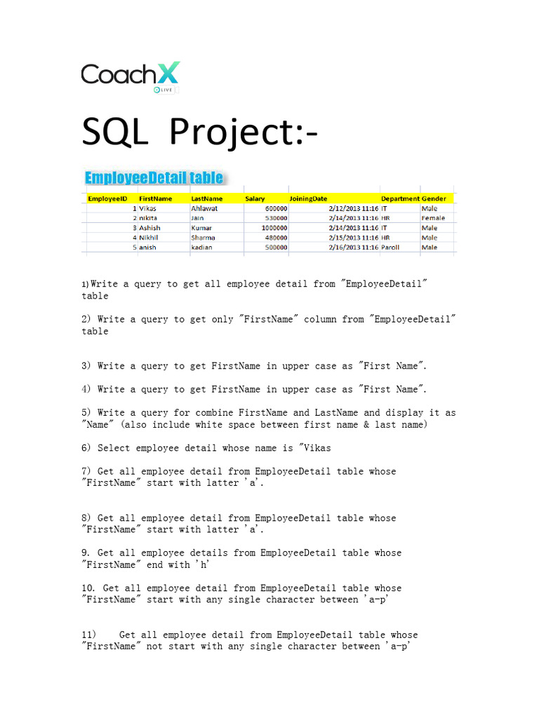 SQL Projects | Download Free PDF | Salary | Databases