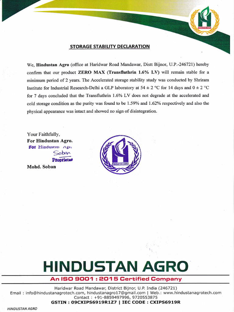 Stroage Stability Declaration Zero Max | PDF | Technology & Engineering