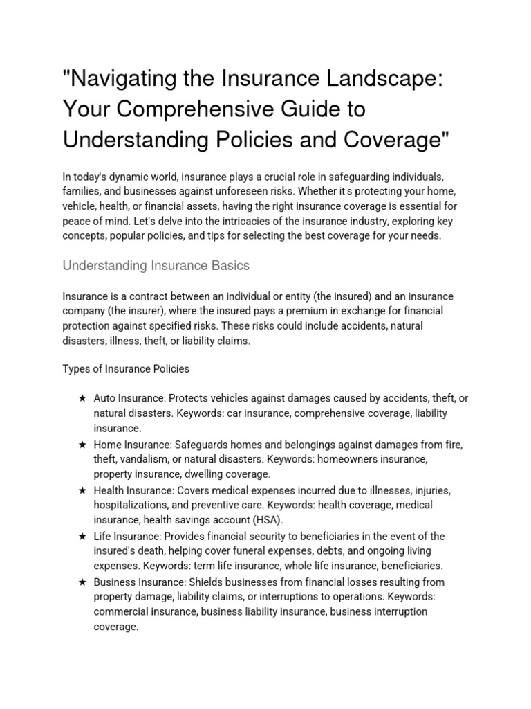 Insurance Landscape | PDF | Insurance | Vehicle Insurance