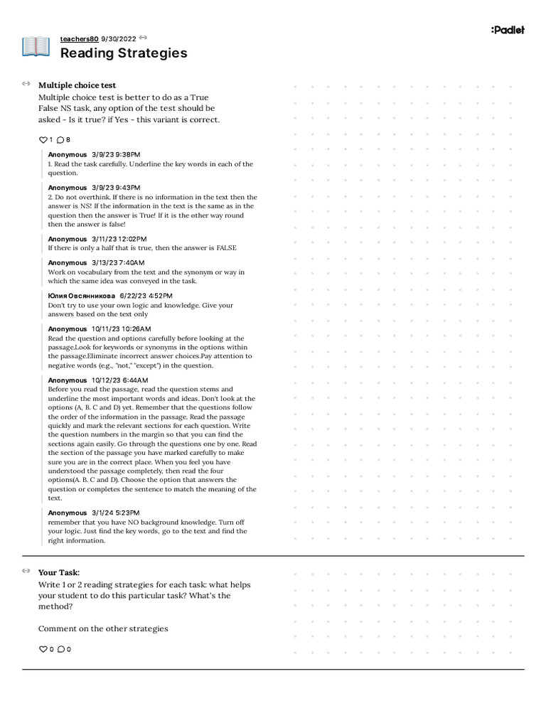 Reading Strategies | PDF | Question | Information