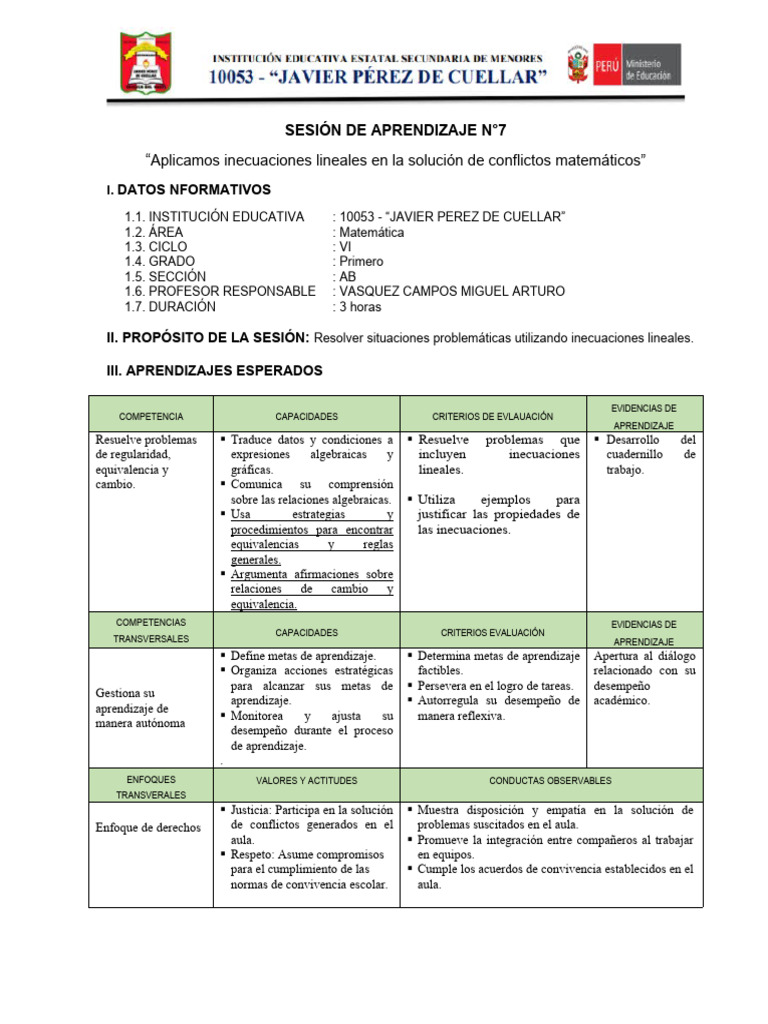 Sesión de Aprendizaje #7 | PDF | Evaluación | Aprendizaje