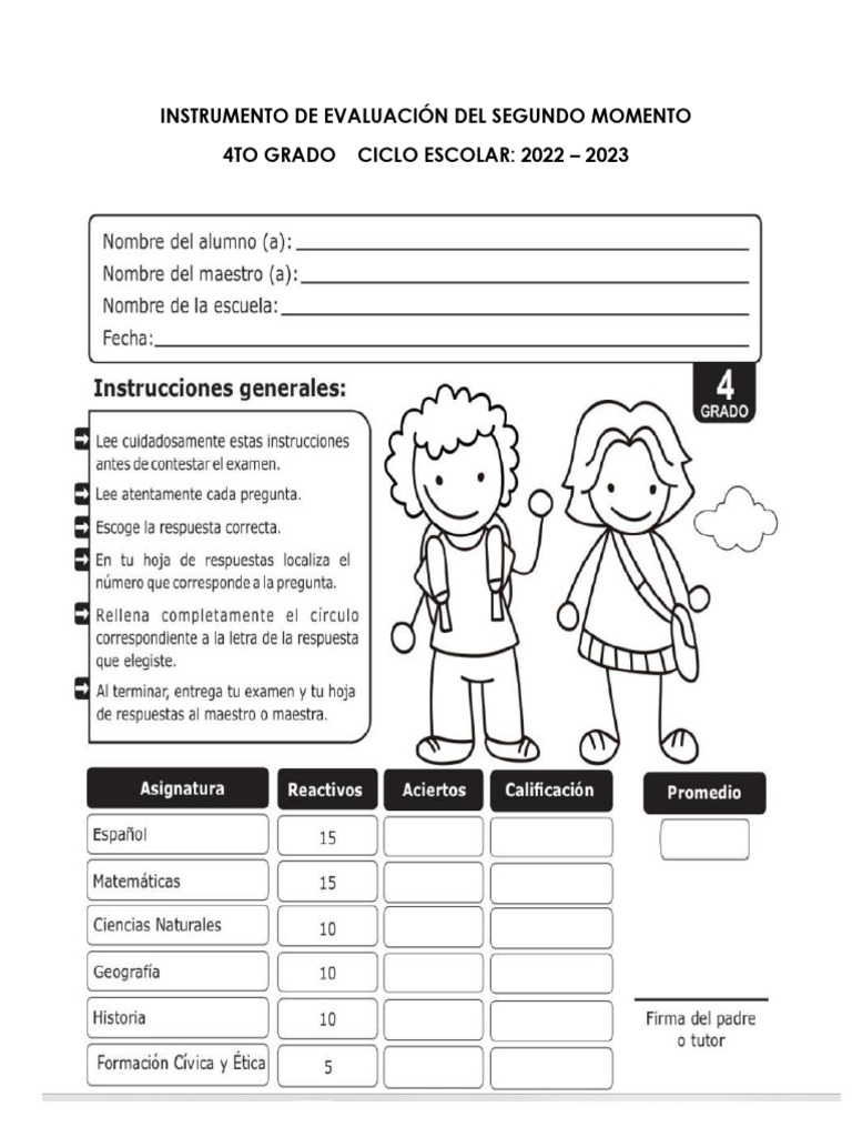 Instrumento de Evaluación Del Segundo Momento | Descargar gratis PDF ...