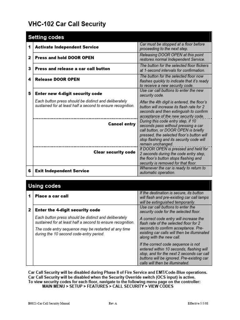 Veritron VHC 102 Seguridad de Carro Ingles | PDF