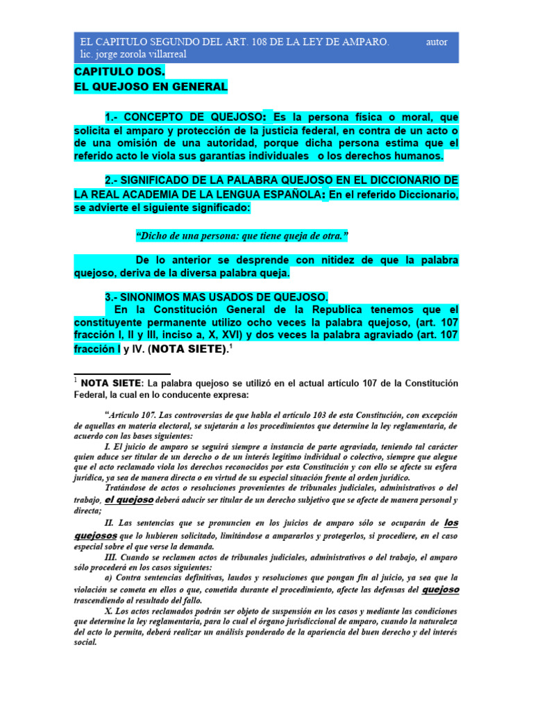 El Quejoso: Concepto y Sinónimos | PDF | Sentencia (ley) | Jurisdicción