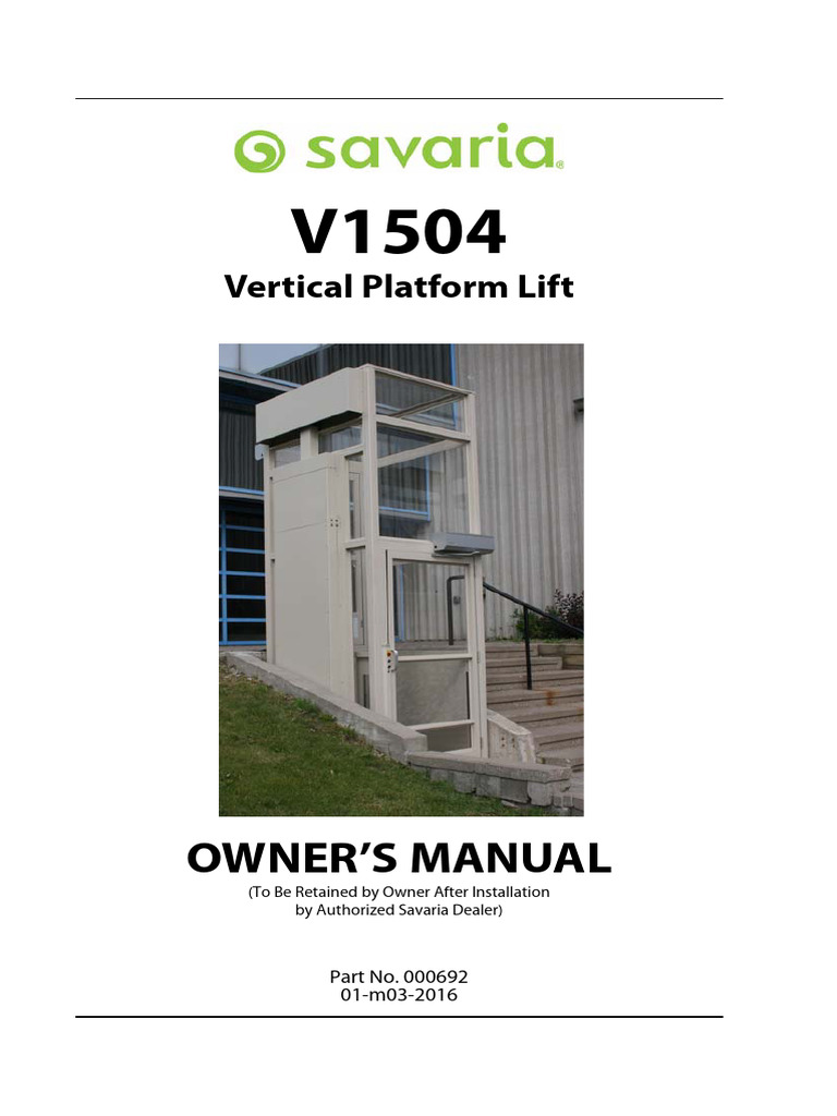 Savaria Manual Usuario | PDF | Elevator | Switch