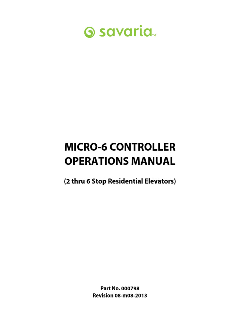 Savaria Micro-6 Controller Manual | PDF | Elevator | Switch