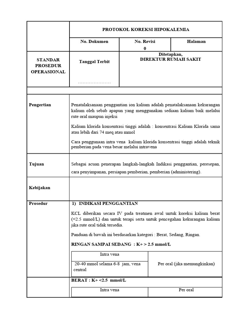 Protokol Terapi KCL | PDF