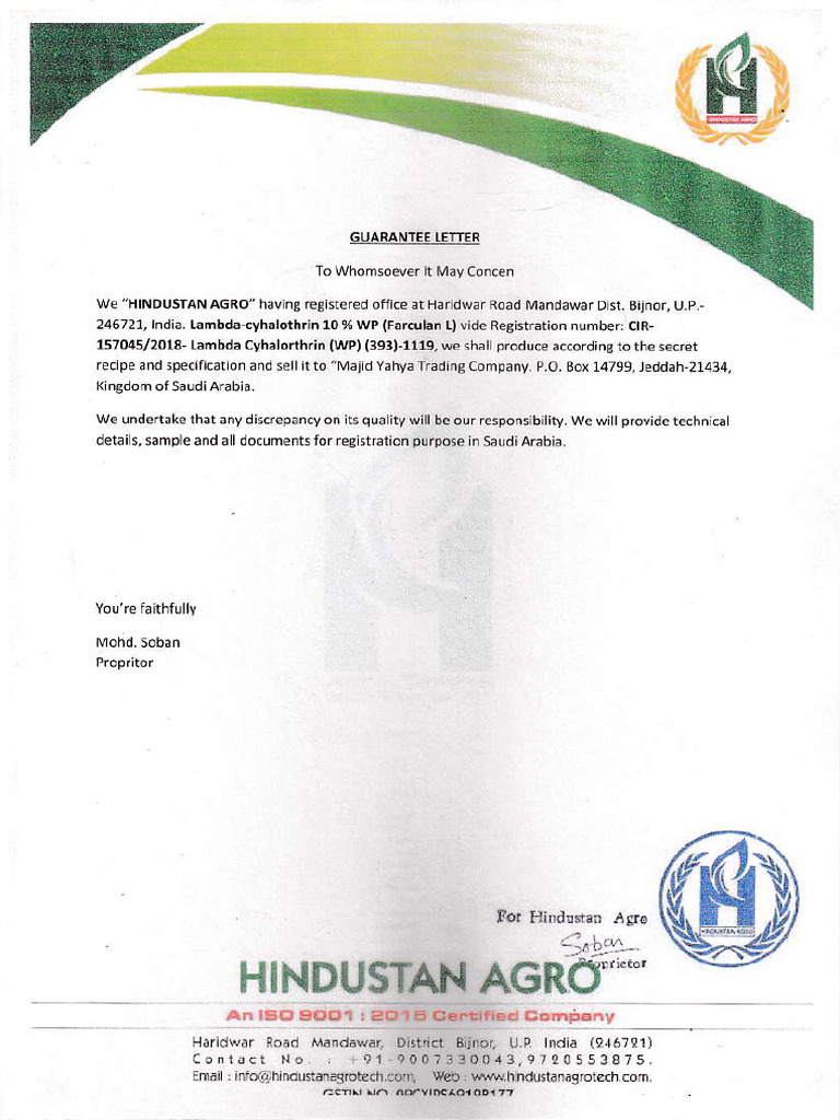 Pesticide Certificate for Bravoxin 10 | PDF