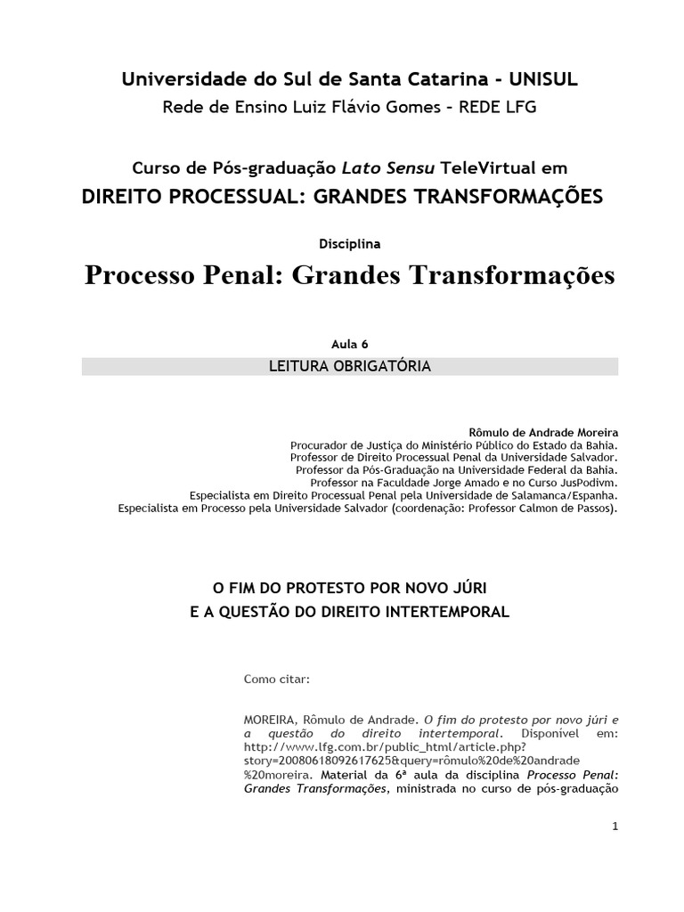 (1968) DPGT PPGT Aula6 2008 09 20 Leituraobrigatoria | PDF | Sentença ...