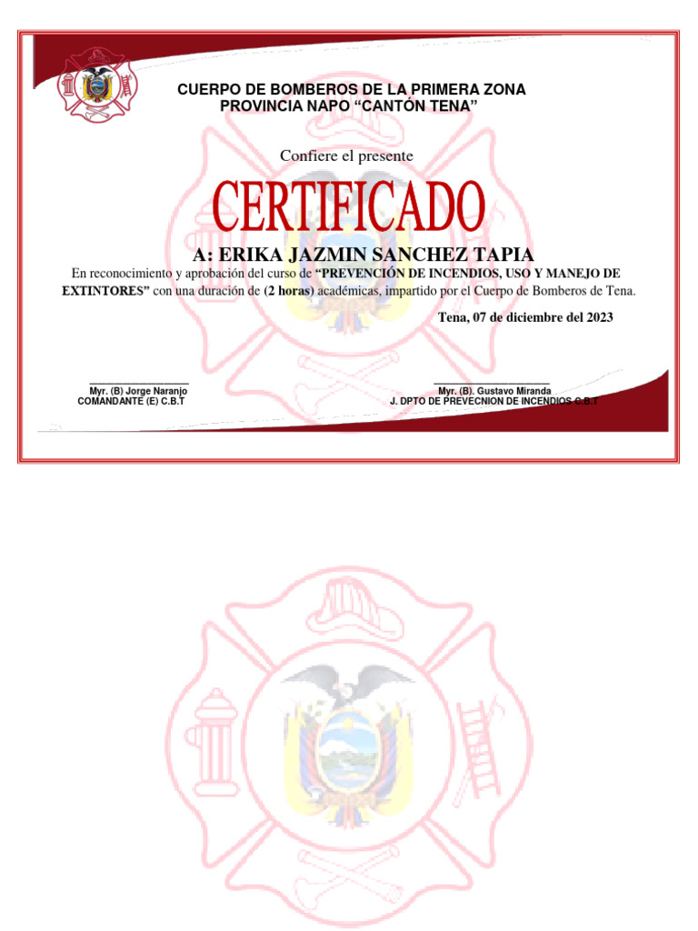 Certificados Bomberos | PDF