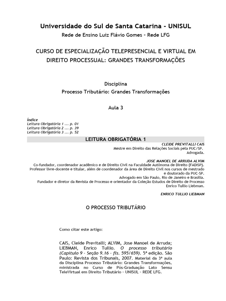 (2549) DPGT PTGT AULA 3 2008 11 08 Leitura Obrigatoria 1 A 3UNISUL ...