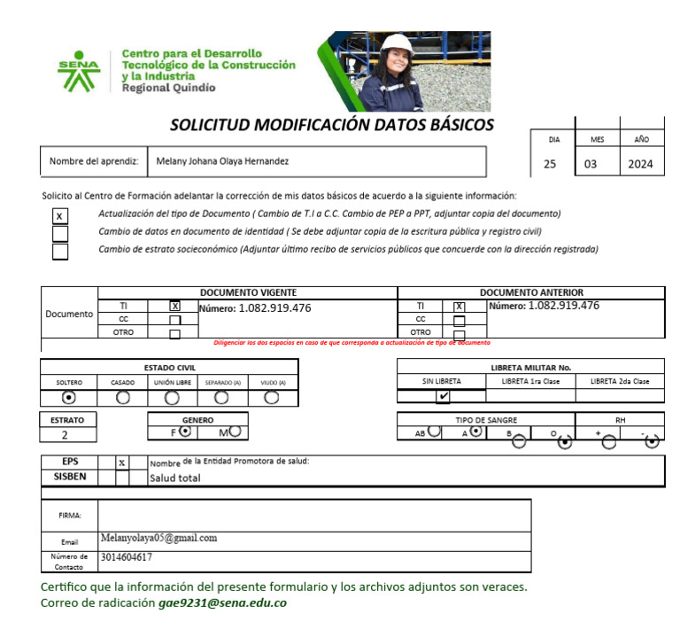 MODIFICACION DE DATOS BASICOS 2 | PDF