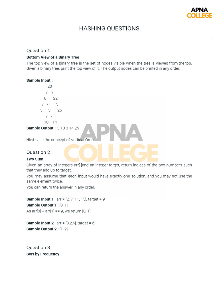 Hashing Questions Pdf Algorithms And Data Structures Theoretical Computer Science