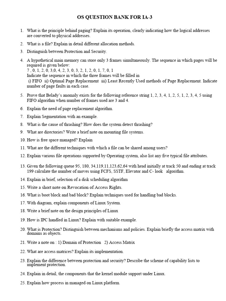 QuestionBank OS | PDF | Computers