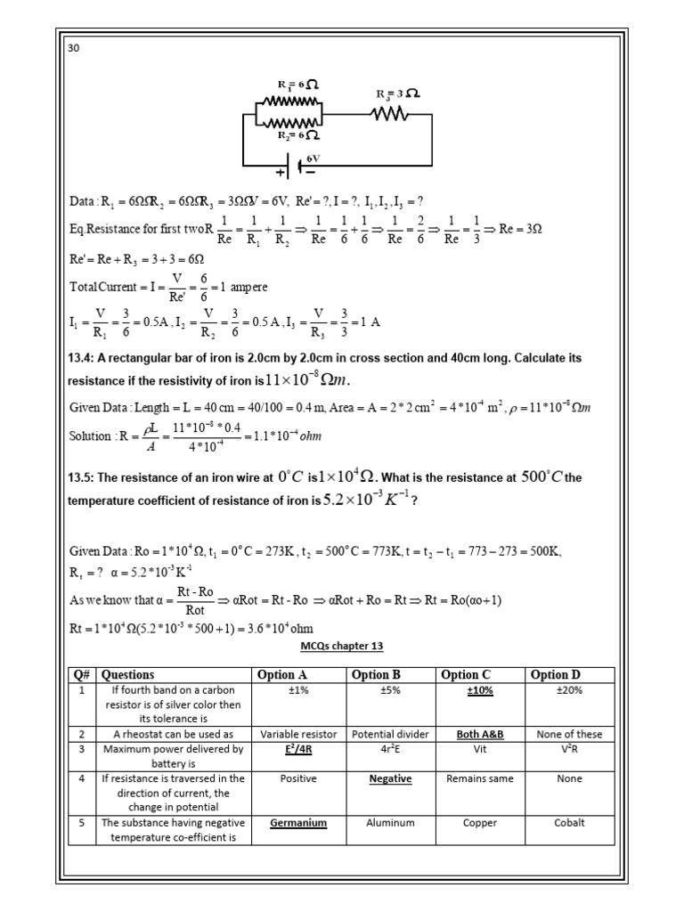 2nd Year Physics Mcqs 13 Chap | PDF | Electrical Resistance And Conductance | Electrical ...