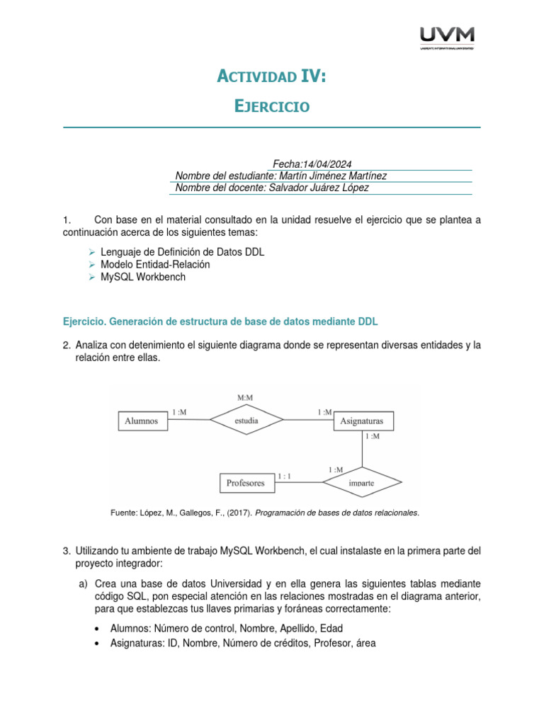 A4_MJM Bases de Datos Relacionales | PDF | Mi sql | Bases de datos
