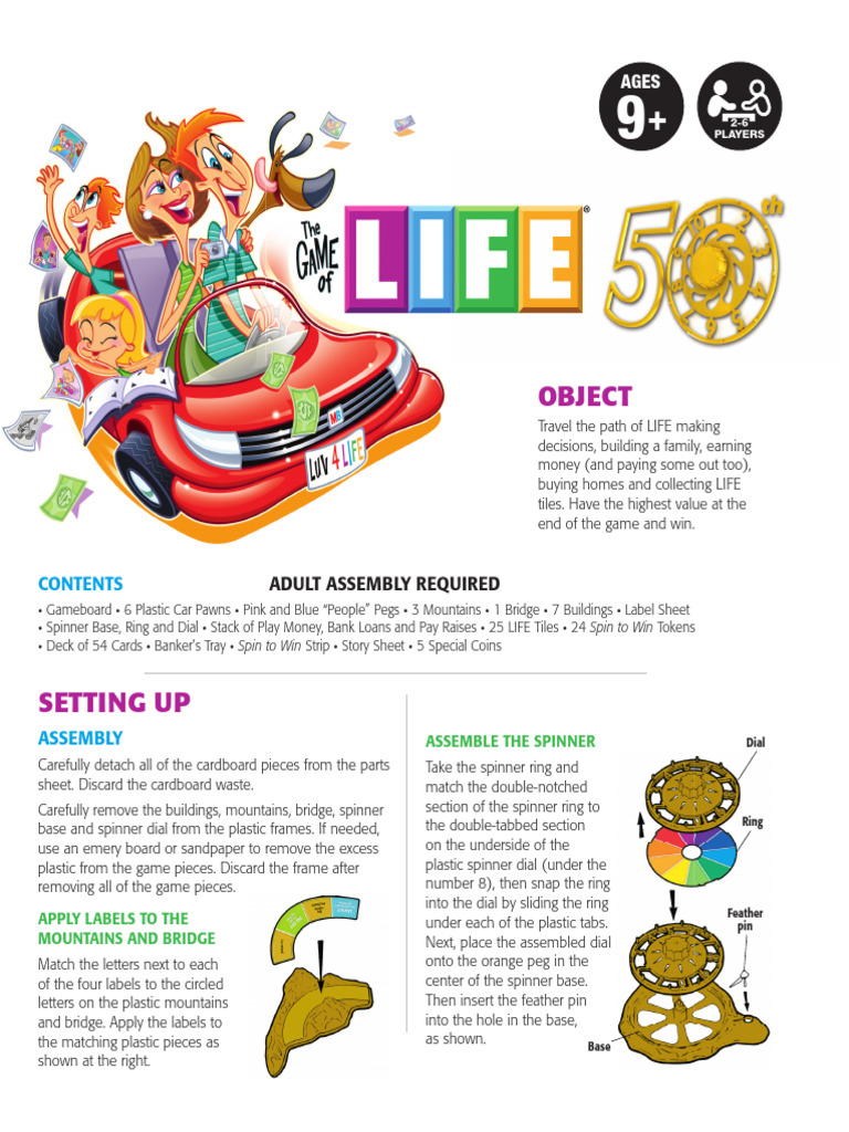 Life the Game of 50th Anniversary Revised Instructions | PDF | Banks ...