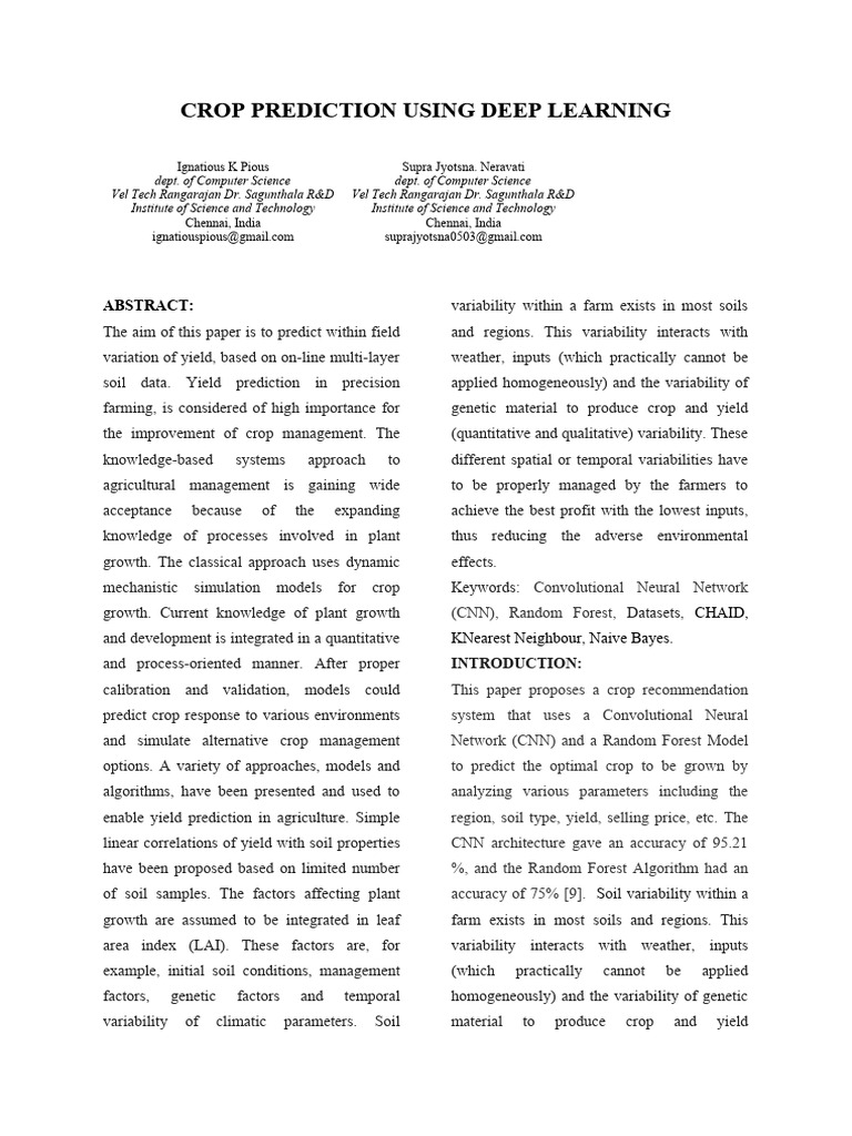 Crop Prediction Using Deep Learning | PDF | Bootstrapping (Statistics ...