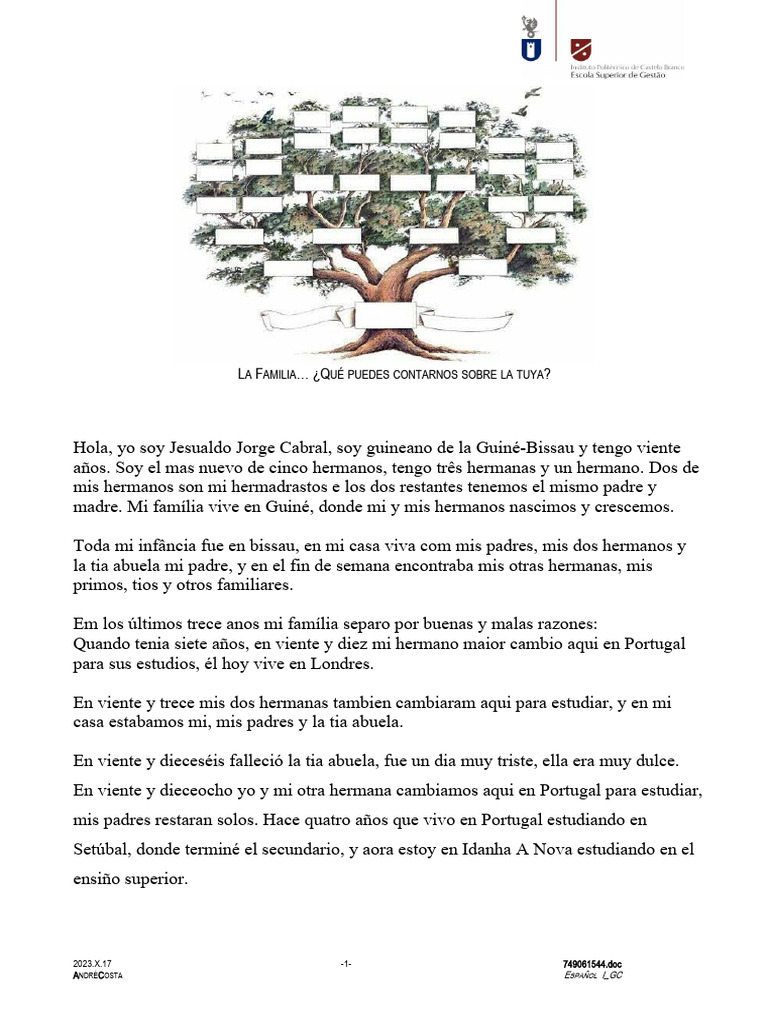 Mi familia y su historia en Portugal | PDF