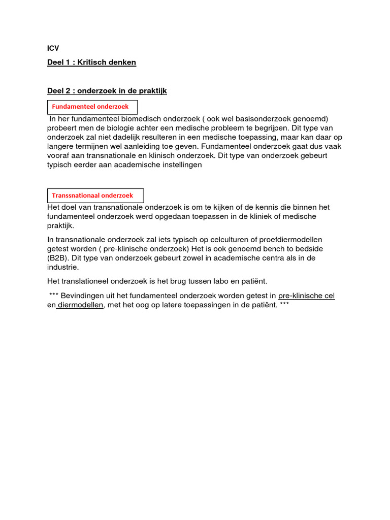Icv Samenvatting | PDF