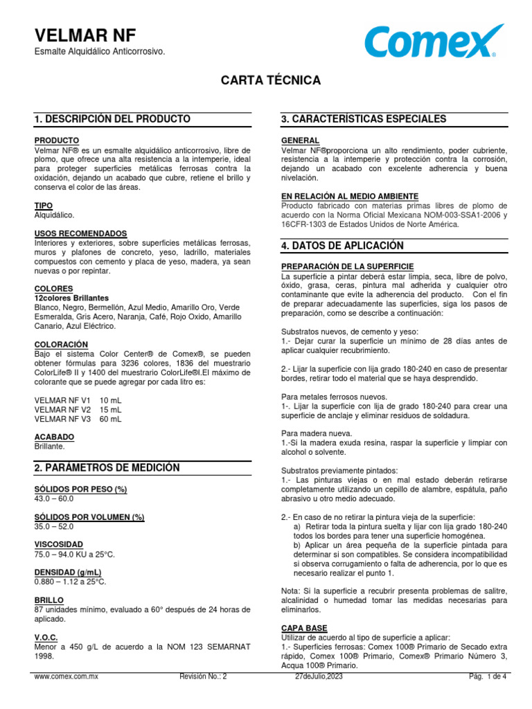 Velmar NF | PDF | Pintar | Materiales