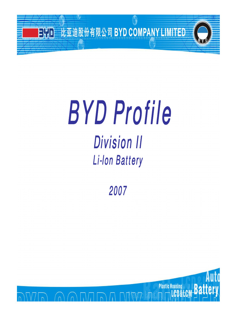 BYD Li Ion Fe Type_2007 | PDF | Lithium Ion Battery | Electricity