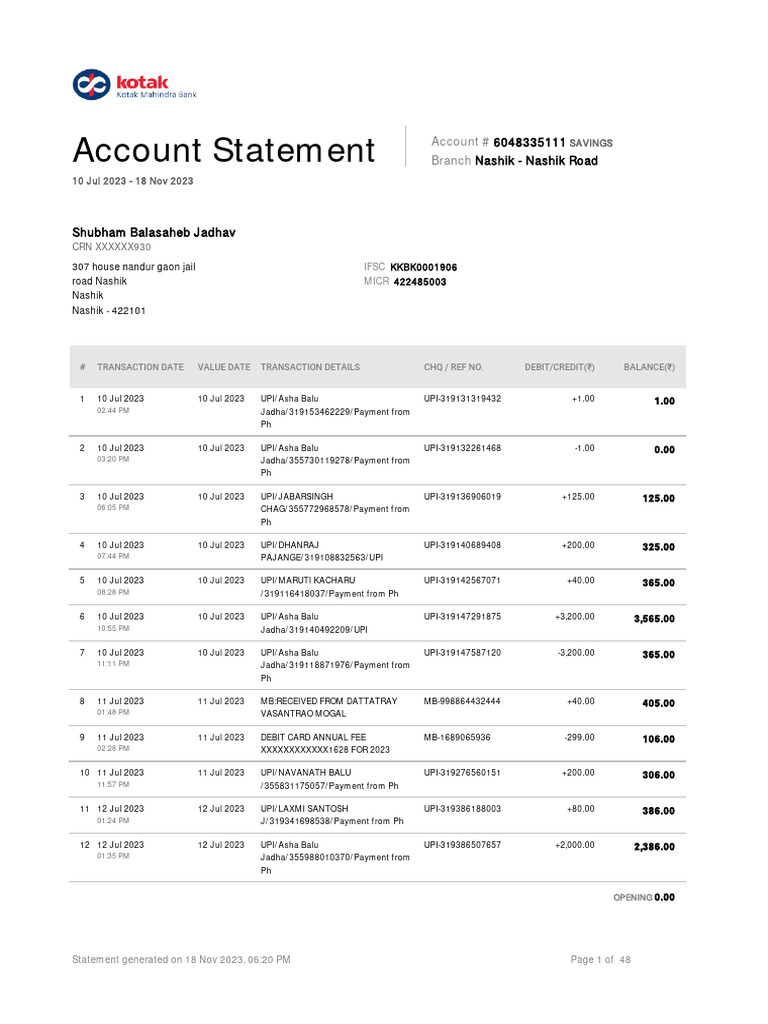 KM151948886 Statement | Download Free PDF | Debits And Credits | Companies