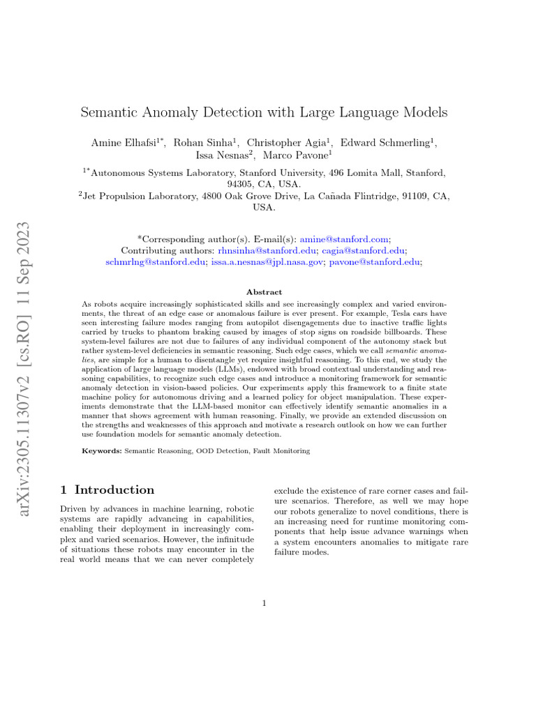 Semantic Anomaly Detection With Large Language Models | PDF | Reason | Sensitivity And Specificity