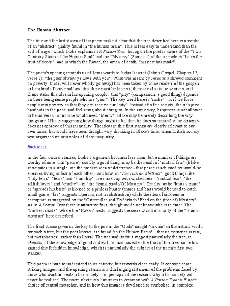 The Human Abstract | PDF | William Blake | Poetry