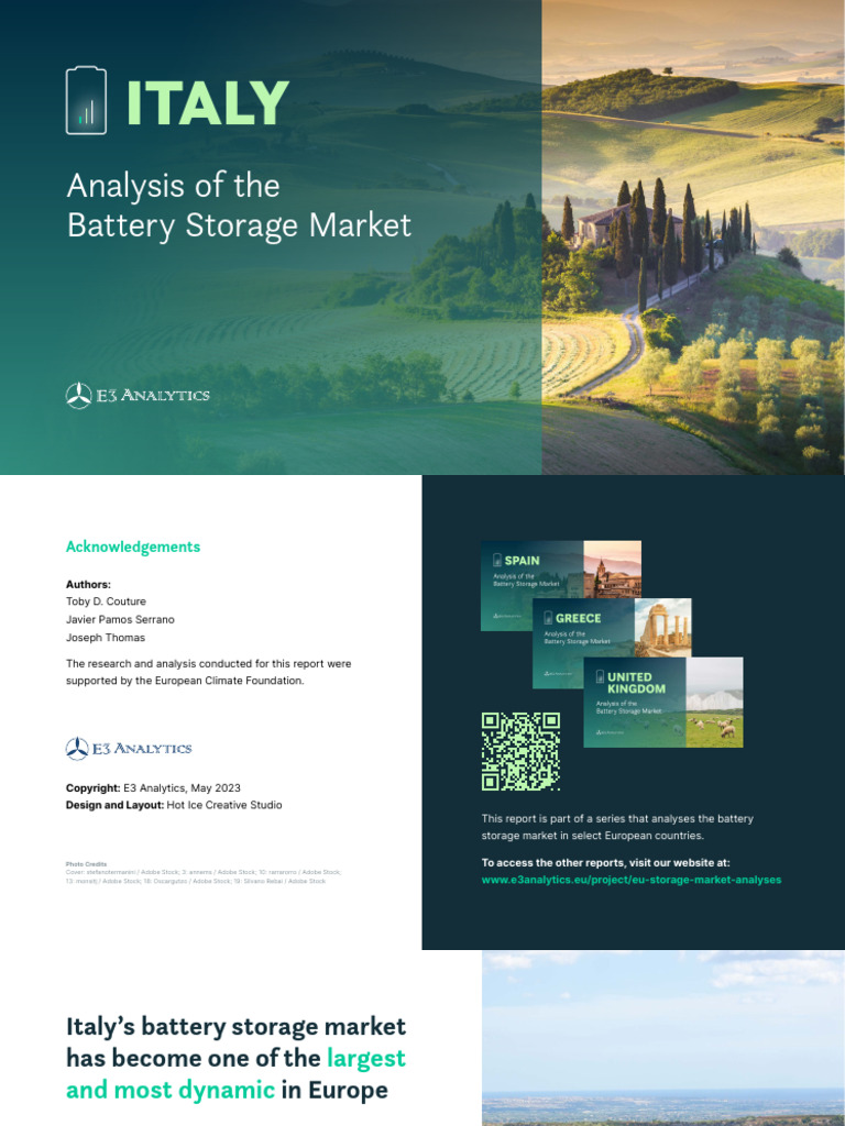 Battery Storage Market Analysis E3A May 2023 ITALY | PDF | Solar Power | Photovoltaics