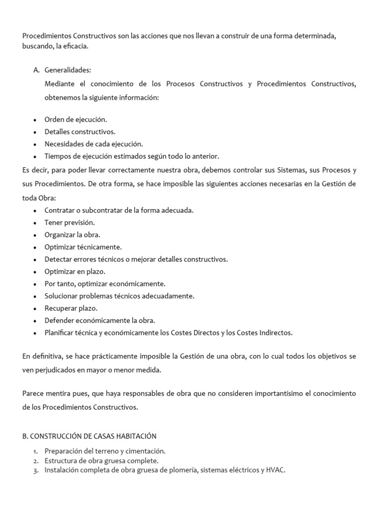 Procedimientos Constructivos | PDF | Hormigón