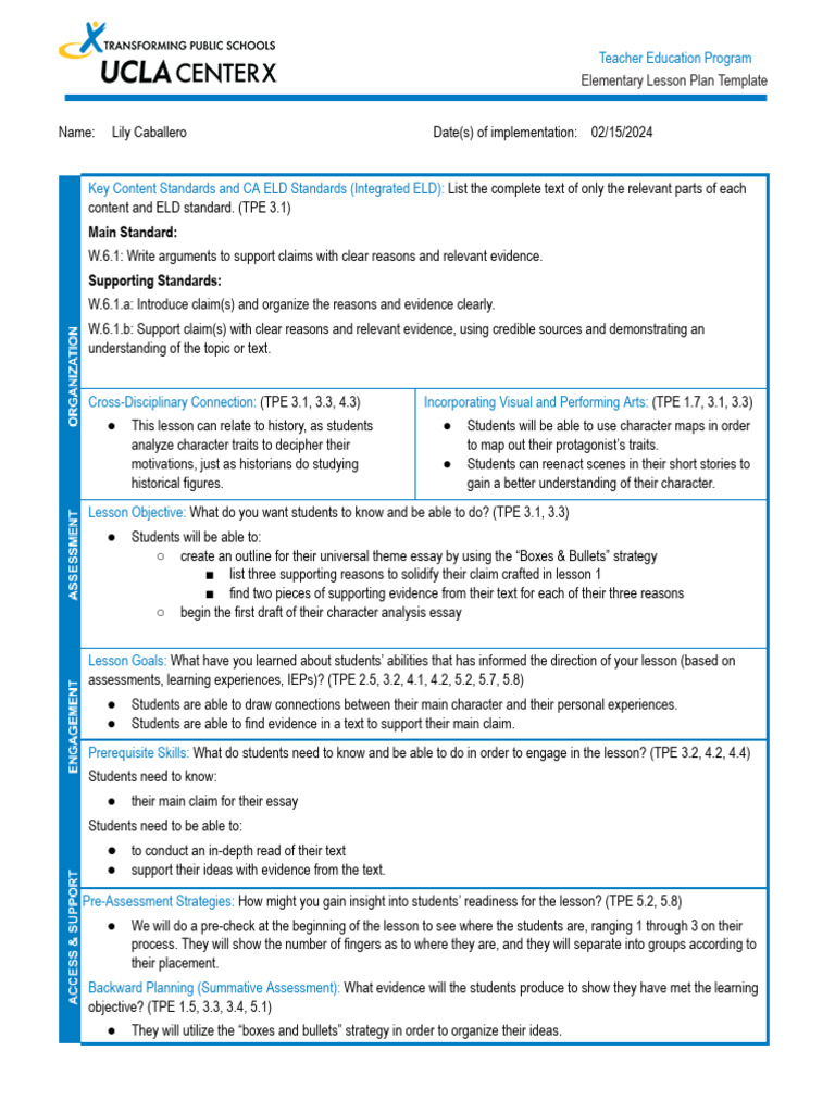 Observation 6 Lesson Plan 1 Pdf Learning Lesson Plan