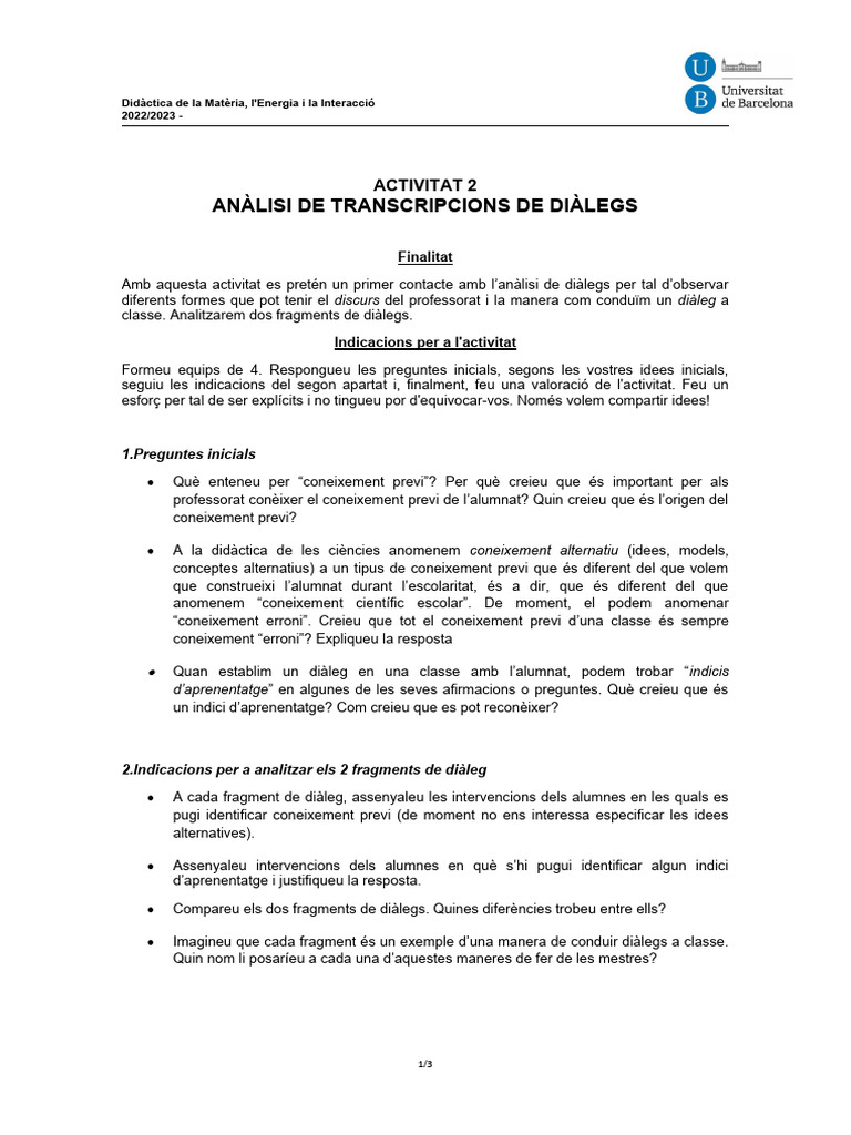 Anã Lisi de Diã¡leg | PDF