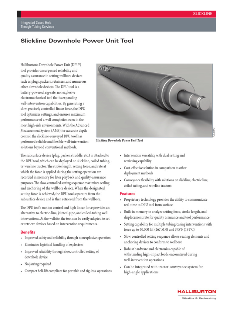1 Slickline Downhole Power Unit Tool | PDF | Manufactured Goods