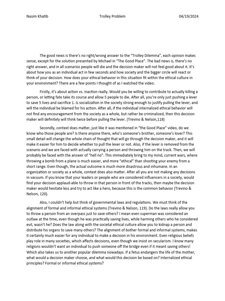 Trolley Problem | PDF | Social Psychology | Psychology