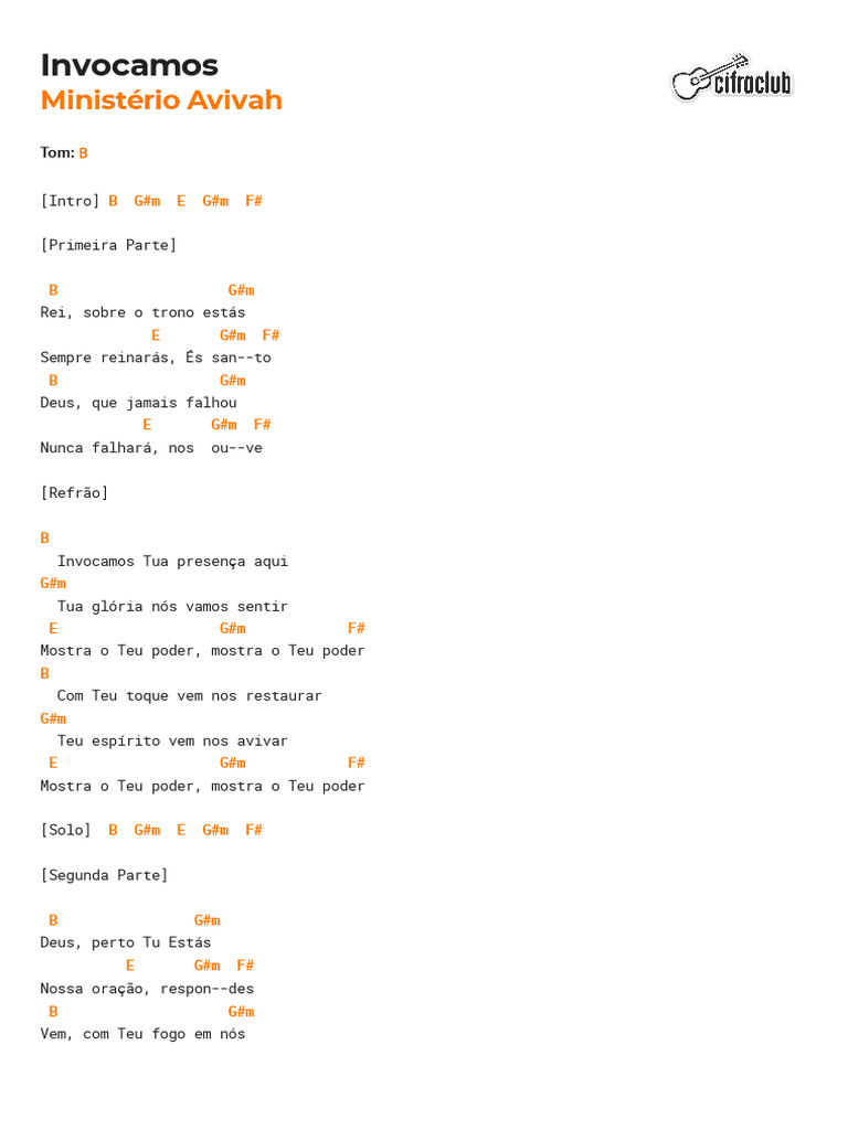 Cifra Club - Ministério Avivah - Invocamos | PDF