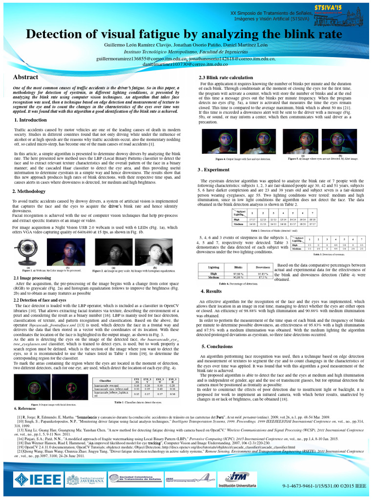 Poster Detection of Visual Fatigue by Analyzing The Blink Rate | PDF | Statistical ...