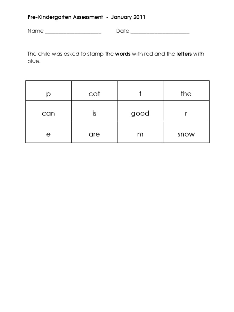 Word Letter Assessment | PDF | Wellness