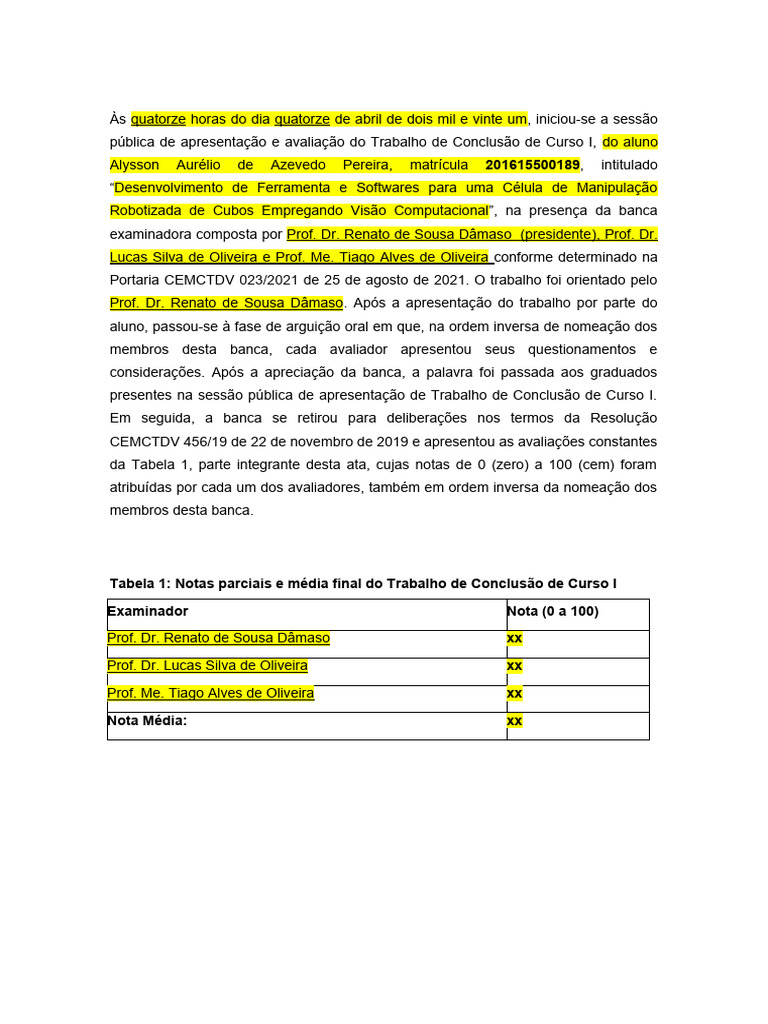 Modelo De Ata Pdf