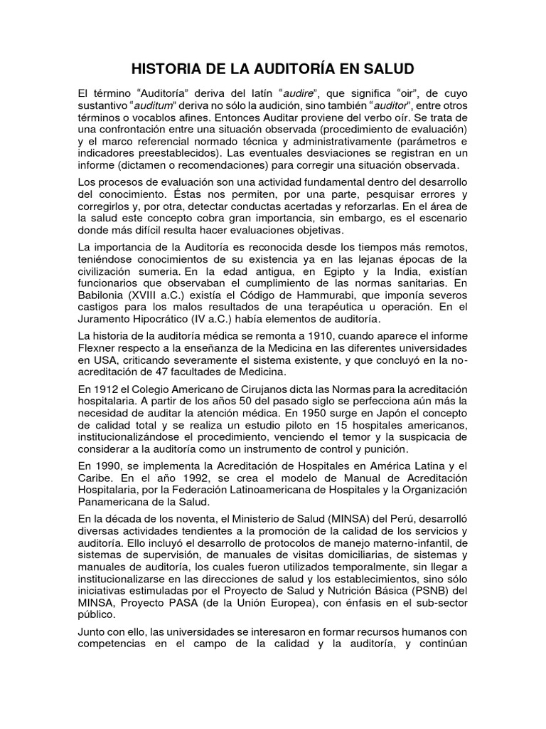 01 Historia de La Auditoría 1 | PDF | Medicina | Auditoría 01 Historia de La Auditoría 1 | PDF | Medicina | Auditoría