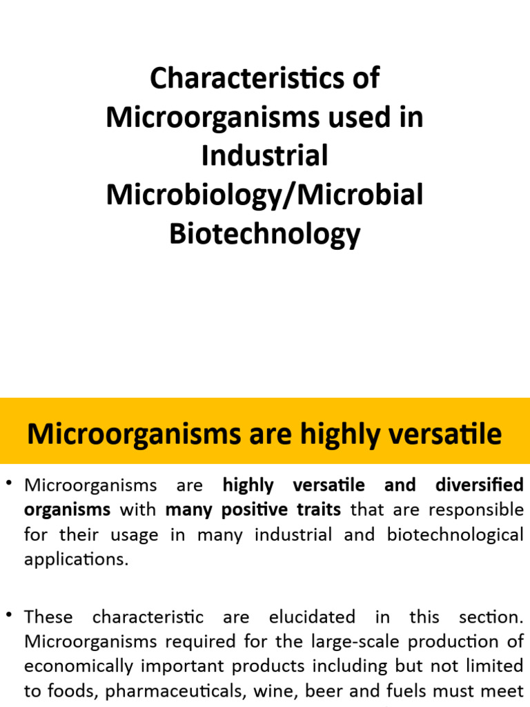 Characteristics of Microorganisms used in Industrial Microbiology | PDF ...