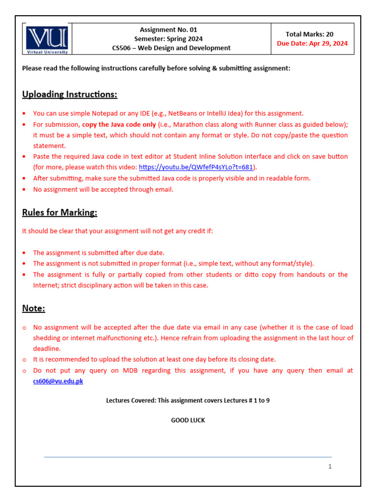 Spring 2024 - CS506 - 1 | PDF | Constructor (Object Oriented ... Spring 2024 - CS506 - 1 | PDF | Constructor (Object Oriented ...