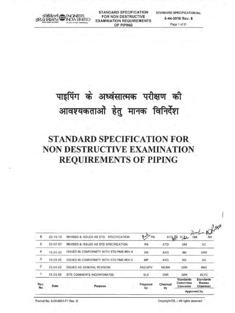 STD Spec For Nde Requirements of Piping | PDF