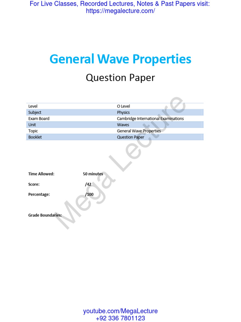 13-General Wave Properties-Waves-Cie o Level Physics-1-2 | PDF | Waves ...