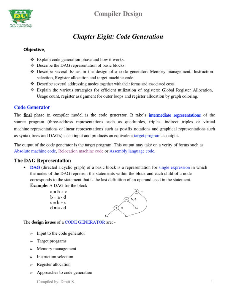 Chapter 8 - Code Generation Part 1 | PDF | Assembly Language | Computer ... Chapter 8 - Code Generation Part 1 | PDF | Assembly Language | Computer ...