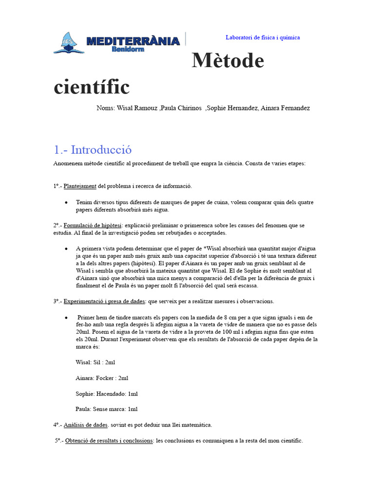 Mètode Científic Paper Absorbent | PDF