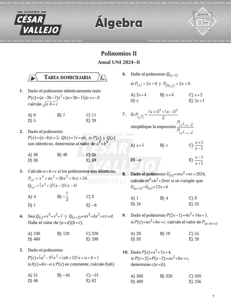 X AUNI Dom Sem05 | PDF | Matemáticas | Álgebra