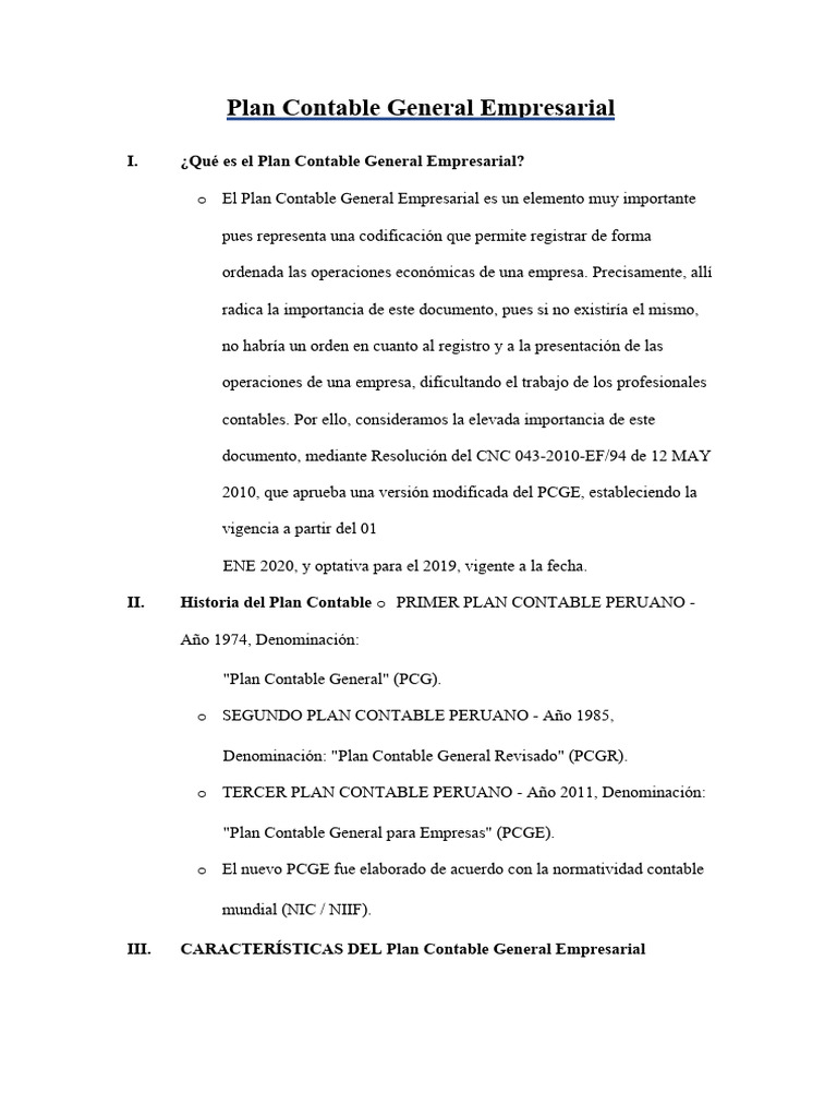 Plan Contable General Empresarial 1 | PDF | Contabilidad | Estado ...